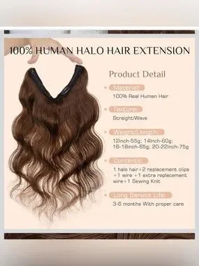 Rich Choices | Hair | Short Halo Hair Extensions Real Human Hair ...